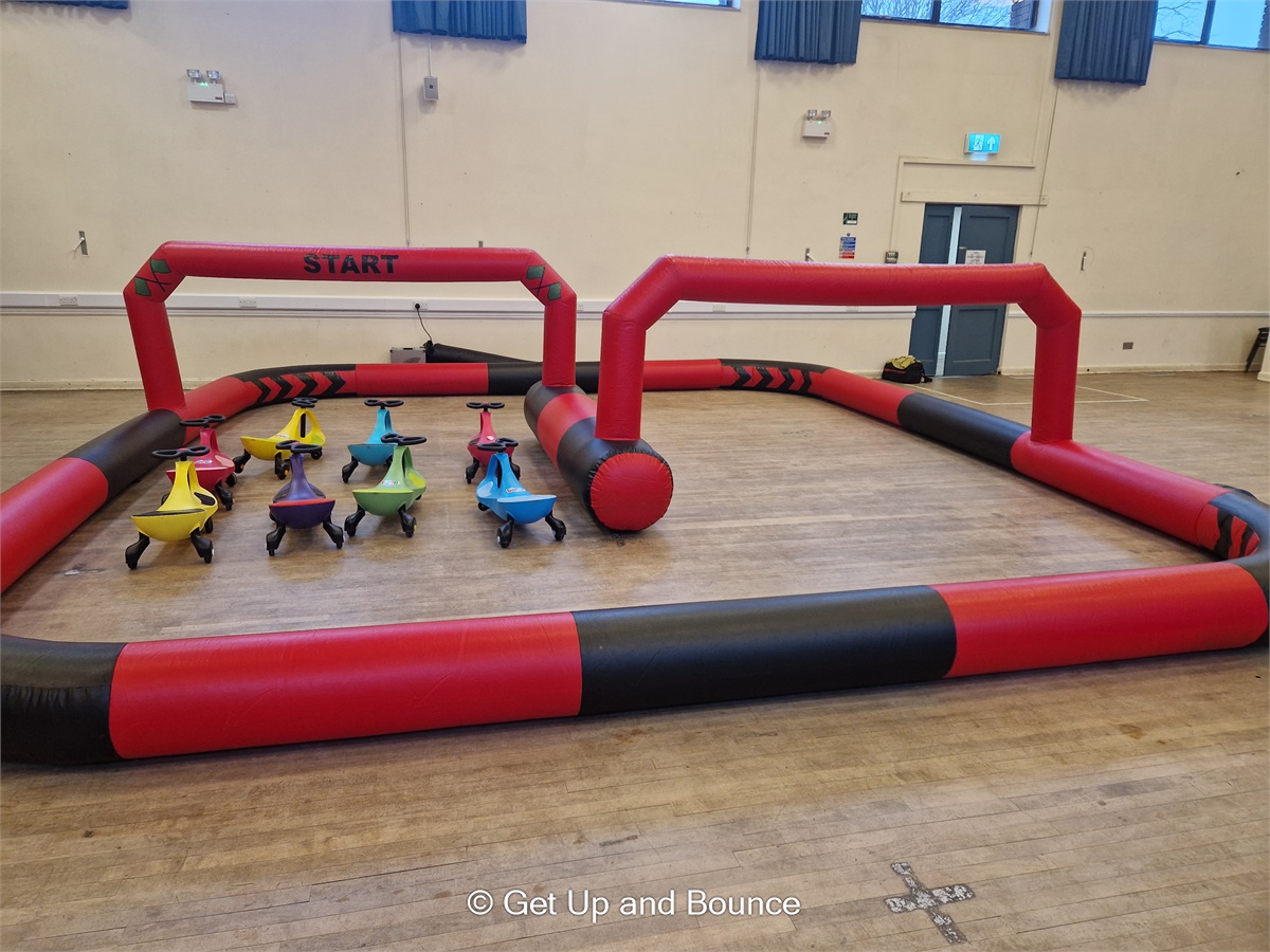 Race Car Package - Slide Castle & Didi Car Track - Bouncy Castle Hire ...